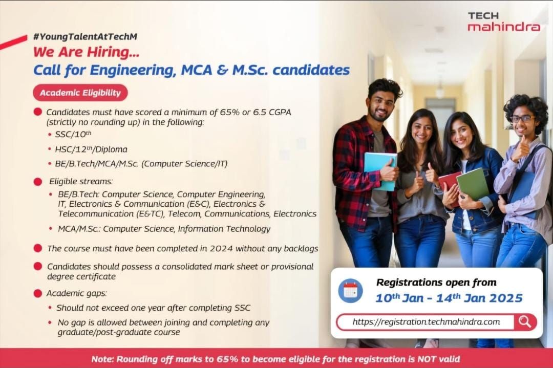 Tech Mahindra Hiring Drive 2025 | Across India - Apply Soon - Placement Drive