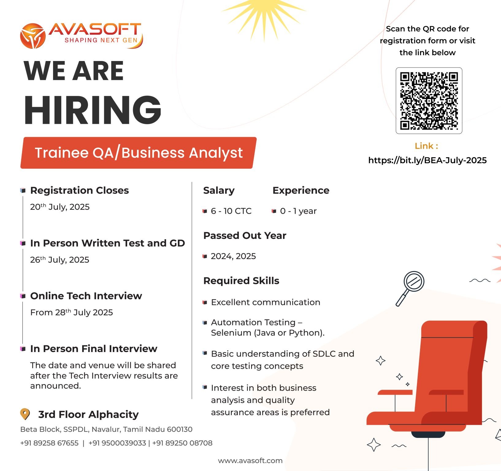 AVASOFT Off-Campus Drive 2025 - QA and Business Analyst - Placement Drive